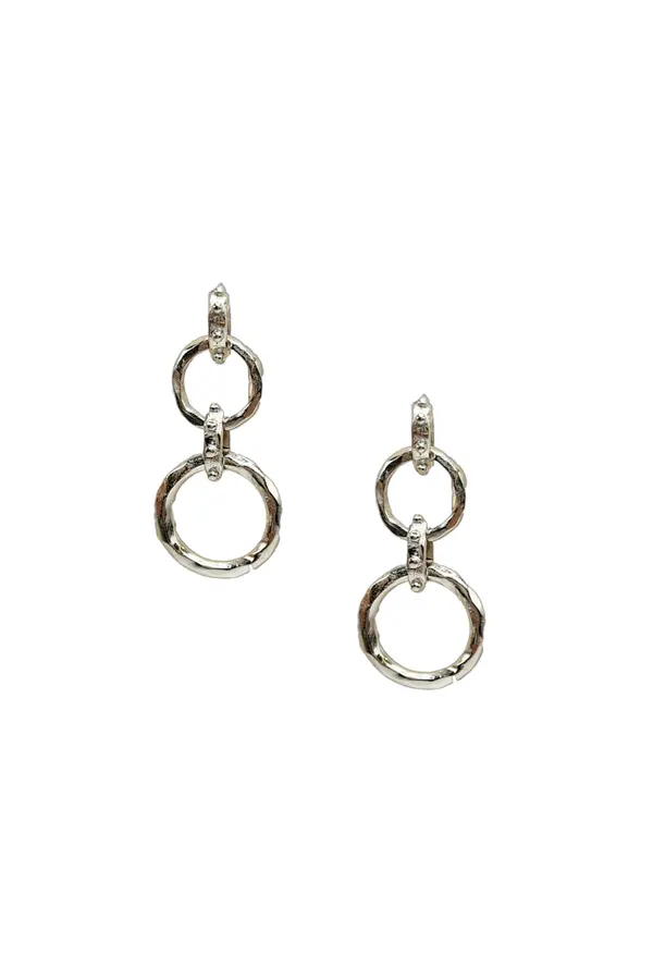 KENNETH JAY LANE Silver Plated Hammered Dangle Earrings - Red