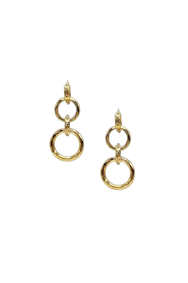 KENNETH JAY LANE Tone Hammered Circle Dangle Earrings - Gold