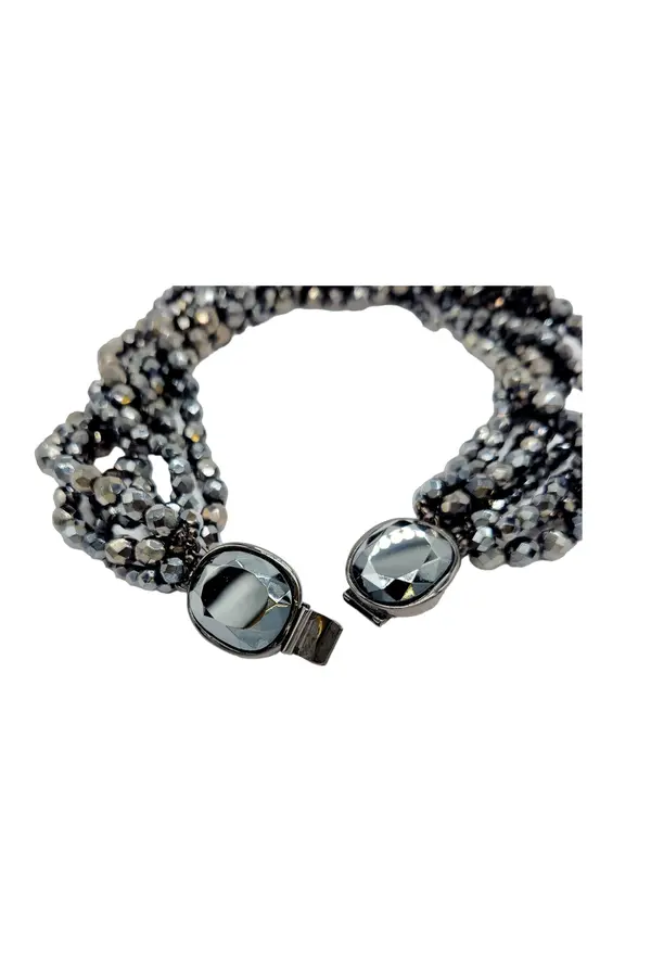 KENNETH JAY LANE Hematite Bead Statement Necklace