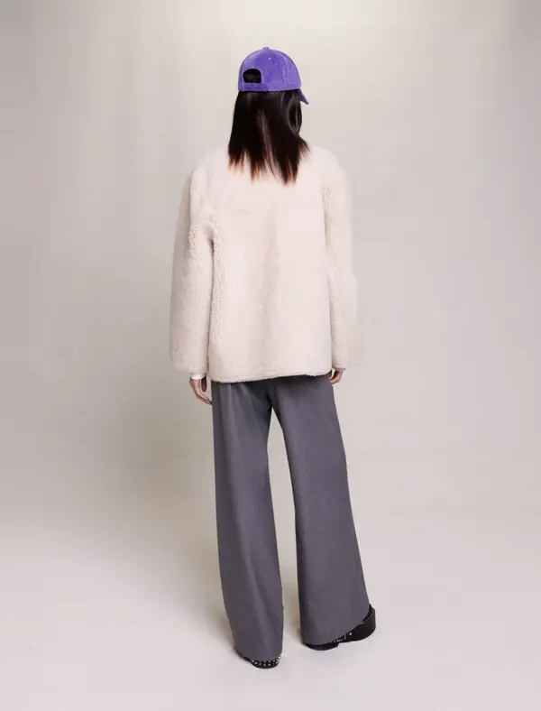 Maje Reversible Shearling And Leather Coat