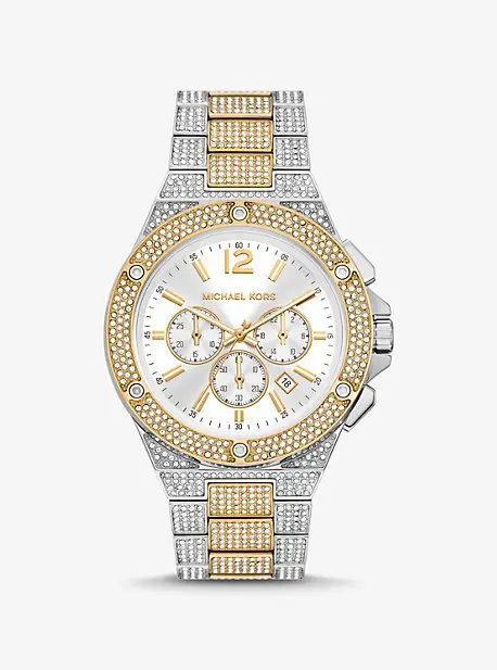 Michael Kors Oversized Lennox Pavé Two-Tone Watch - Silver  display picture 2