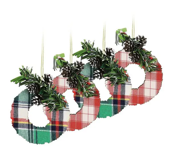 MARTHA STEWART Holiday Wreath Ornament 4 Piece Set - One-color
