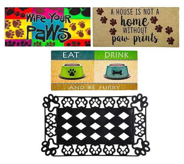 EVERGREEN Dog Themed Set Of 3 Sassafras Mat Ins Rts & Mat Tray - One-color