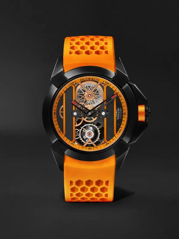 JACOB & CO Epic X Limited Edition Skeleton Chronograph 44mm Watch - Orange