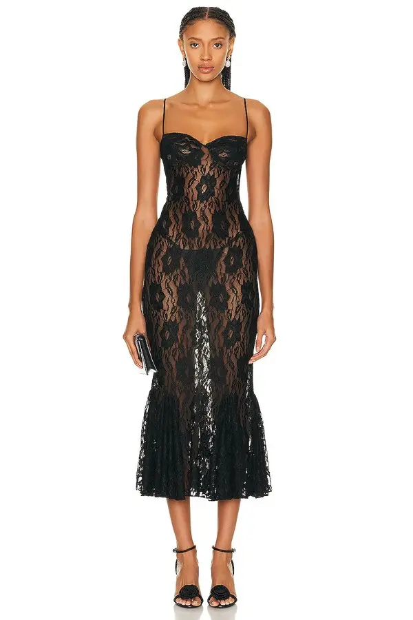 Mirror Palais Black Rose Lady Length Dress In Black Lace - 44% Off |  Editorialist