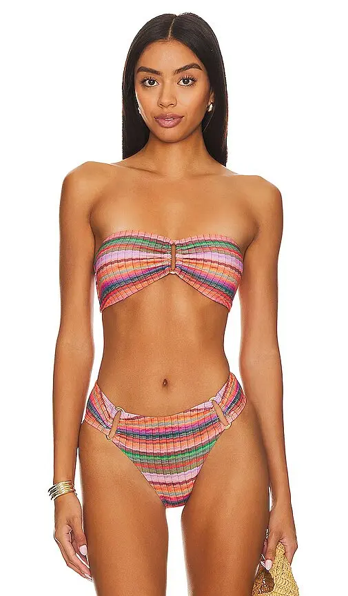 PQ Detail Bandeau Bikini Top - Jetty Stripe