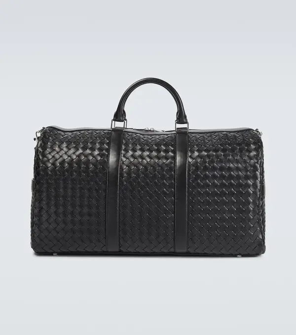 Bottega Veneta Large Intrecciato Leather Duffel Bag - Black