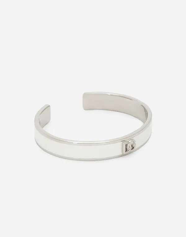 Dolce & Gabbana Enameled Bangle With Logo - White