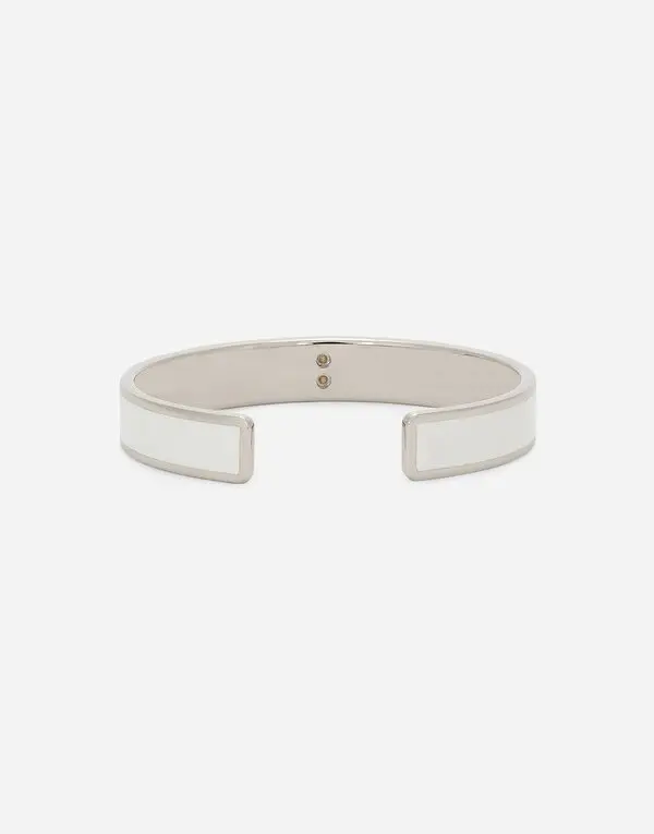 Dolce & Gabbana Enameled Bangle With Logo - White