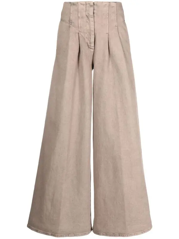 Peserico Wide-leg Pleated Jeans
