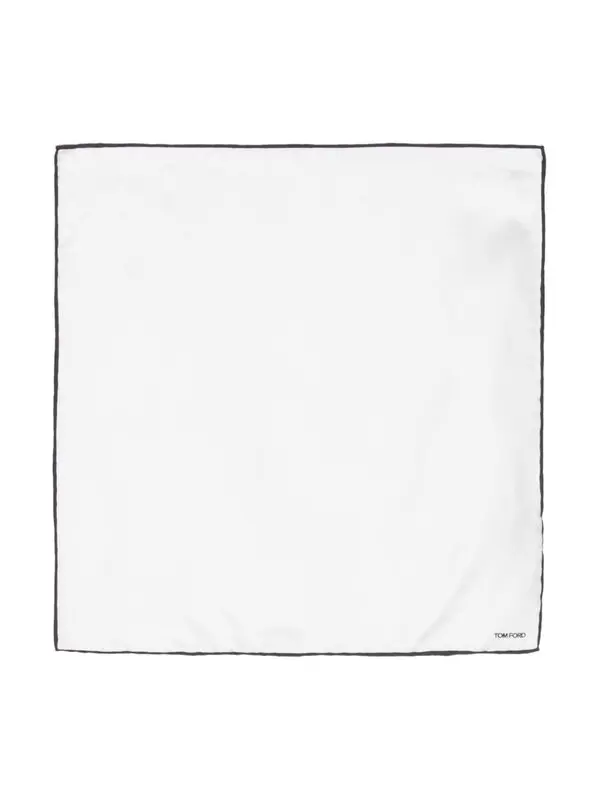 TOM FORD Logo-print Silk Pocket Square Scarf - White