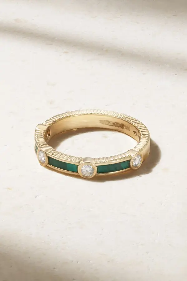 VILTIER Rayon 18-karat Malachite And Diamond Ring - Gold