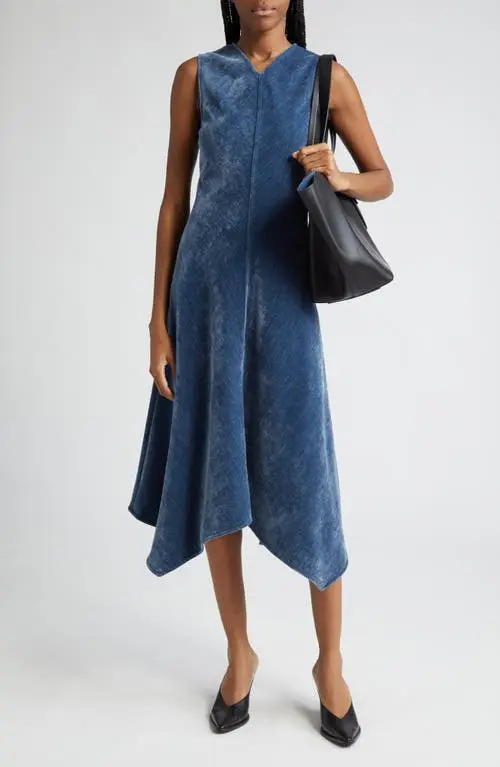 Proenza Schouler Layla Velvet Asymmetric Hem Dress - Steel Blue