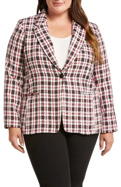 TAHARI ASL Plaid Tweed Blazer