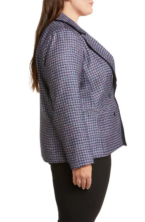 TAHARI ASL Houndstooth Faux Double Breasted Blazer