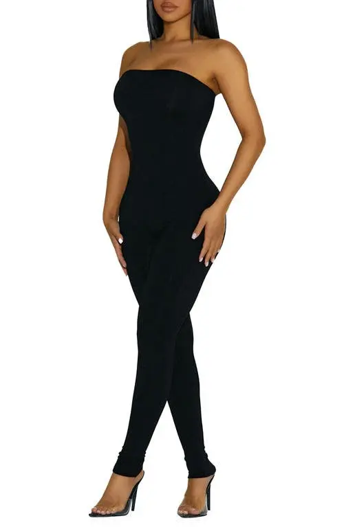 Naked Wardrobe Tube Tight Strapless Jumpsuit