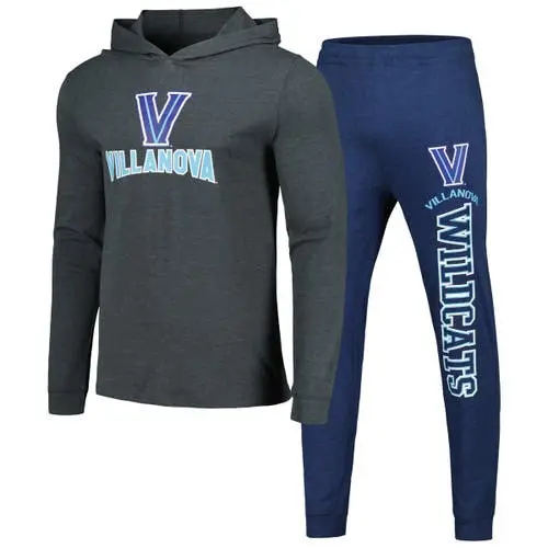 CONCEPTS SPORT Charcoal Villanova Wildcats Meter Pullover Hoodie & Pant Sleep Set - Navy