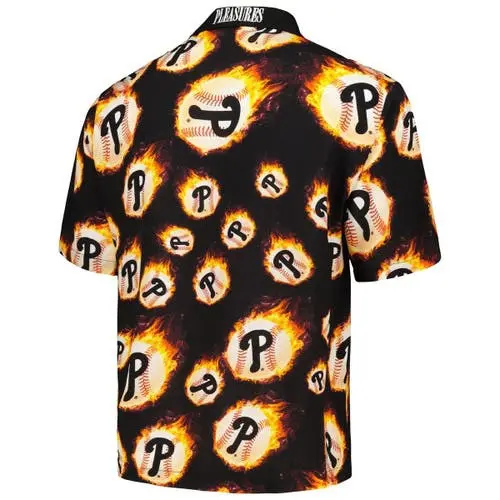 PLEASURES Philadelphia Phillies Flame Fireball Button-up Shirt