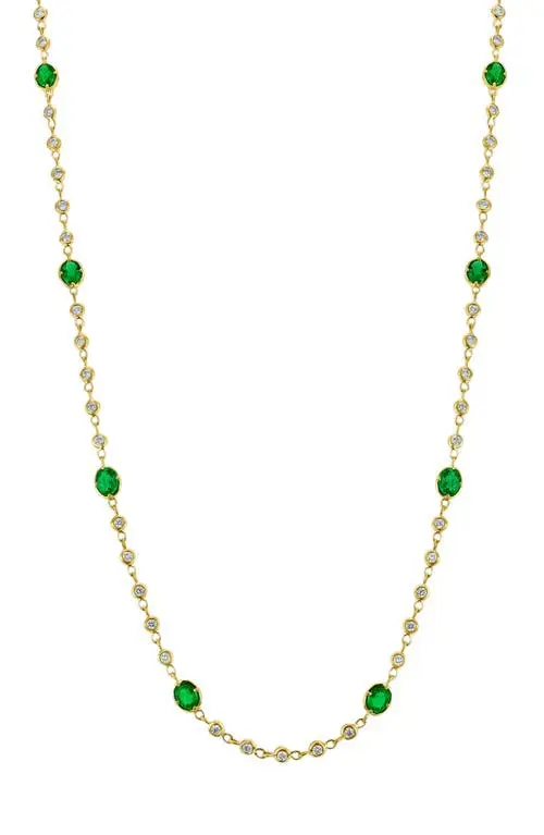 Bony Levy El Mar Station Emerald & Diamond Necklace - 18ky 67mx2.913
