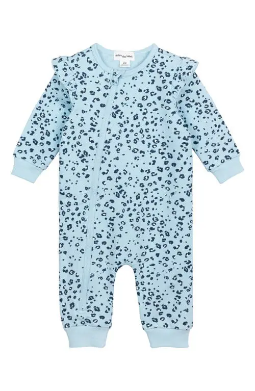 MILES THE LABEL Leopard Print Organic Cotton Romper - Blue Light