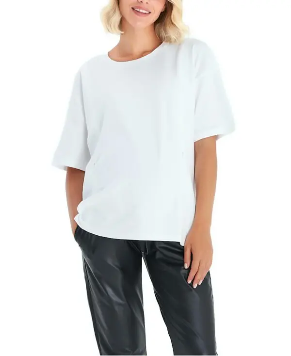 ACCOUCHEE Side Zip Maternity/nursing Tee - White