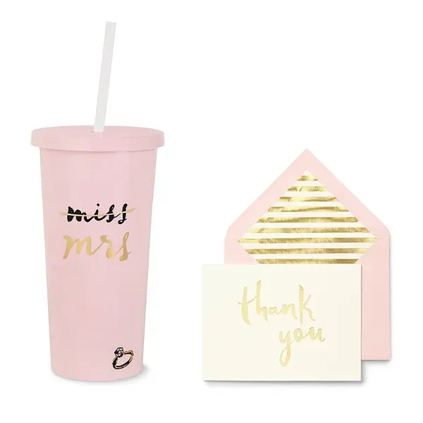 Kate Spade New York Miss To Mrs Tumbler & Thank You Note Set - Pink Multi