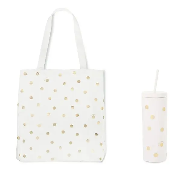 Kate Spade New York Dot With Script Tote & Tumbler Set - Gold