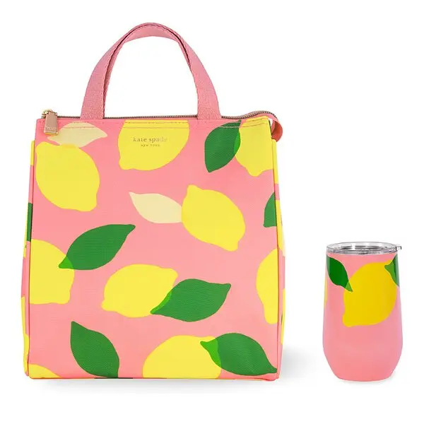 Kate Spade New York Lemon Toss Lunch Bag And Wine Tumbler - Coral