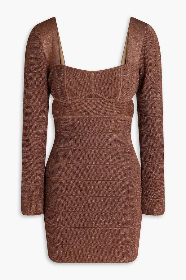 Herve Leger Cutout Metallic Bandage Mini Dress In Brown - 85% Off |  Editorialist