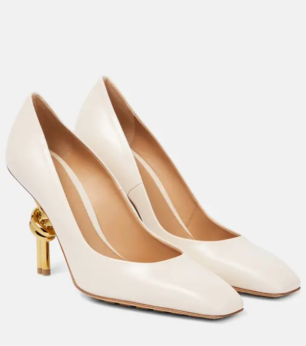 Bottega Veneta Knot Leather Pumps - White