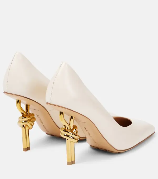 Bottega Veneta Knot Leather Pumps - White