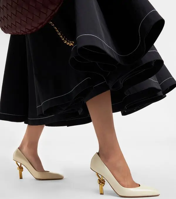 Bottega Veneta Knot Leather Pumps - White