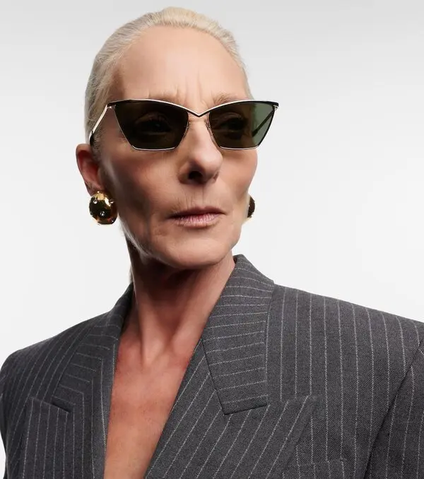NEW Saint Laurent SL637 Cat Eye Sunglasses in Silver Metal Saint Laurent Sl 637 Cat-Eye Sunglasses - Silver | Editorialist main image 2