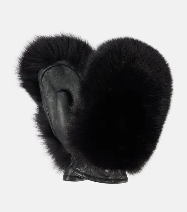 Goldbergh Hill Faux Shearling And Leather Mittens - Black