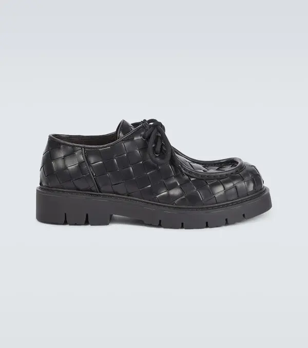 Bottega Veneta Haddock Leather Derby Shoes - Black