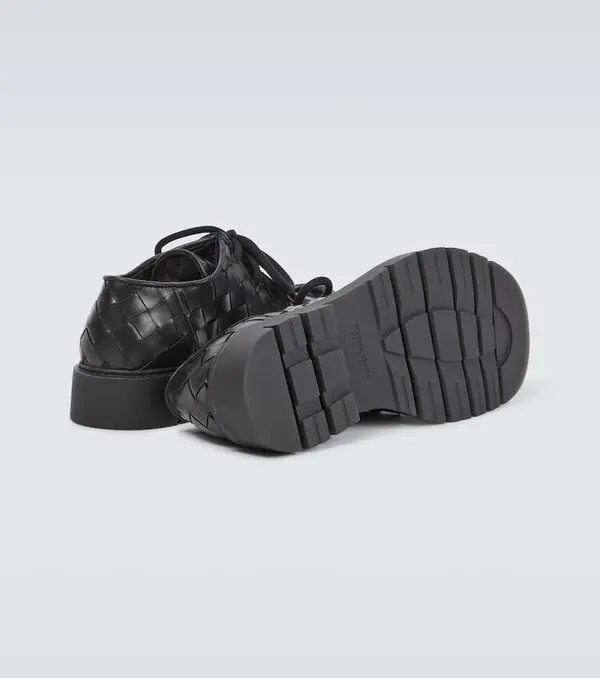 Bottega Veneta Haddock Leather Derby Shoes - Black