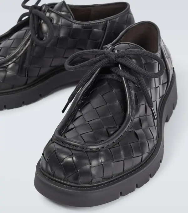 Bottega Veneta Haddock Leather Derby Shoes - Black