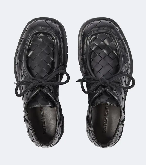 Bottega Veneta Haddock Leather Derby Shoes - Black