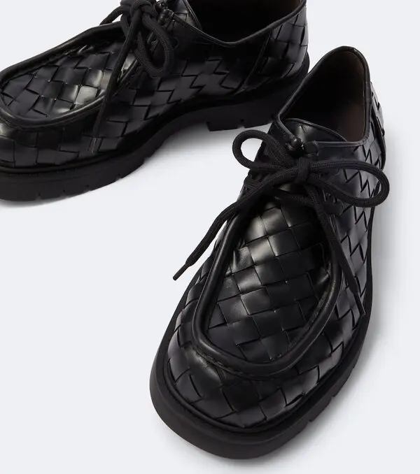 Bottega Veneta Haddock Leather Derby Shoes - Black