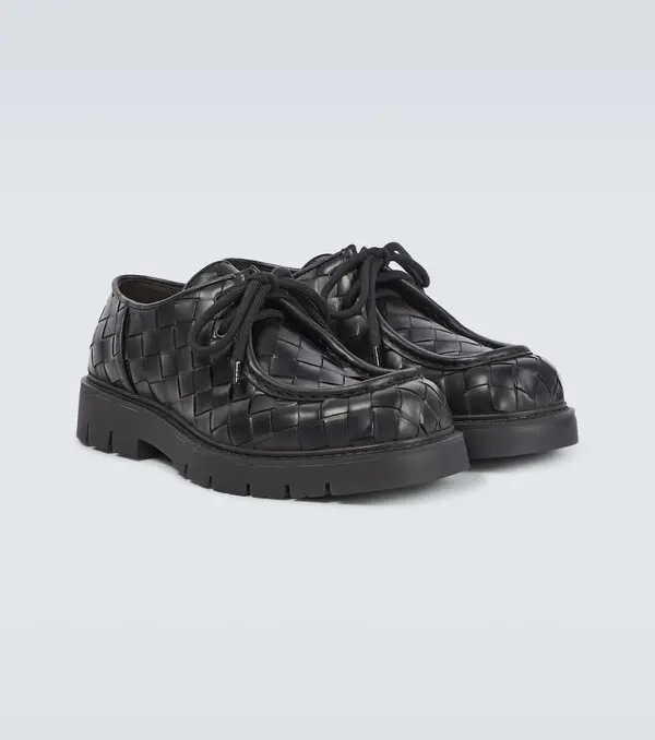 Bottega Veneta Haddock Leather Derby Shoes - Black