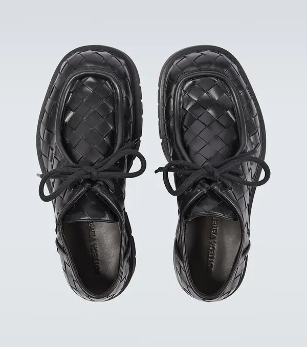 Bottega Veneta Haddock Leather Derby Shoes - Black