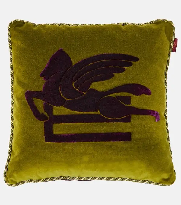 Etro Embroidered Cotton And Velvet Cushion - Multicoloured