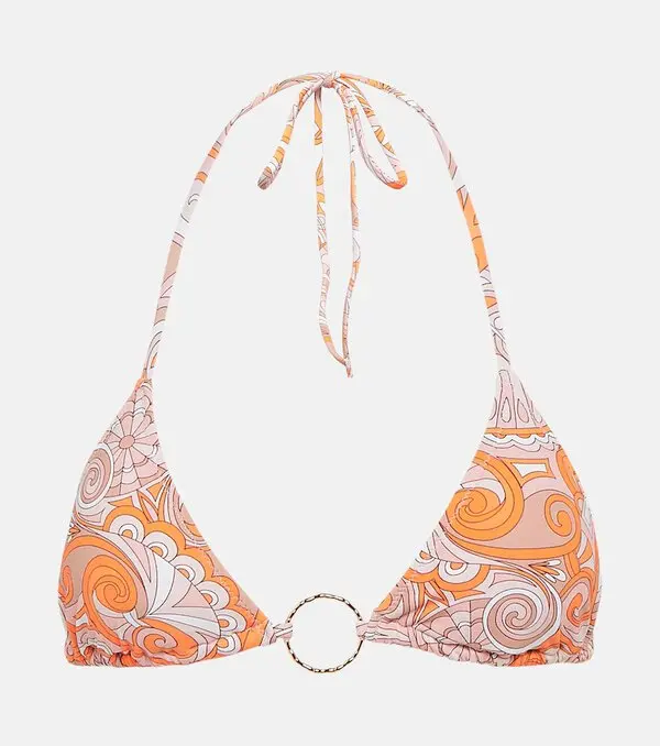 Melissa Odabash Miami Printed Bikini Top - Orange