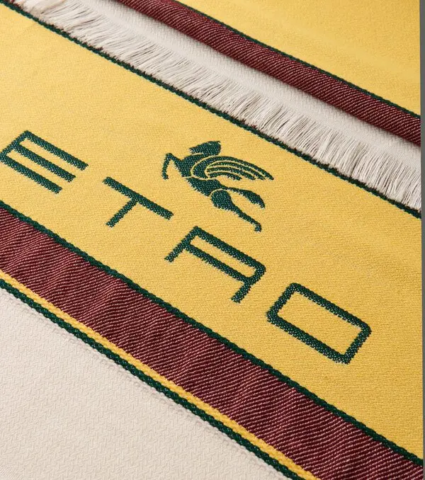 Etro Logo Embroidered Wool And Cashmere Throw