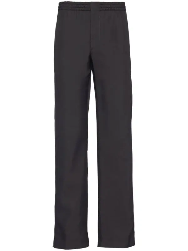 Prada Logo-embroidered Silk Trousers - Black