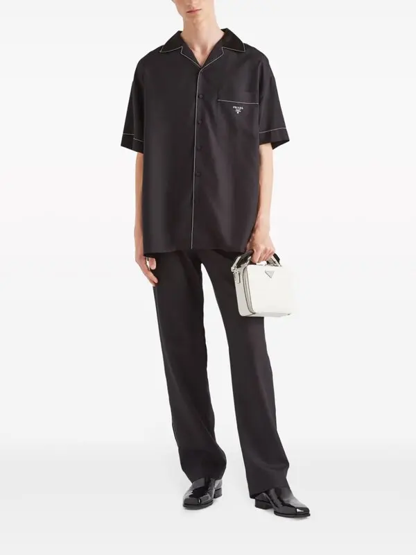 Prada Logo-embroidered Silk Trousers - Black