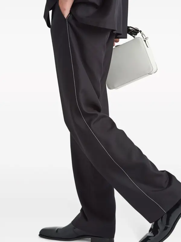 Prada Logo-embroidered Silk Trousers - Black