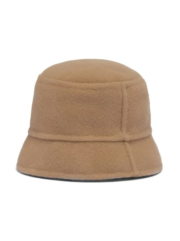 Prada Triangle-logo Velour Bucket Hat - Neutrals