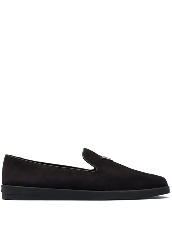 Prada Logo-plaque Suede Loafers