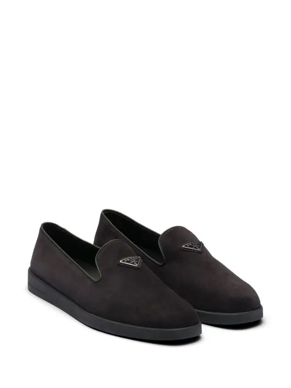 Prada Logo-plaque Suede Loafers